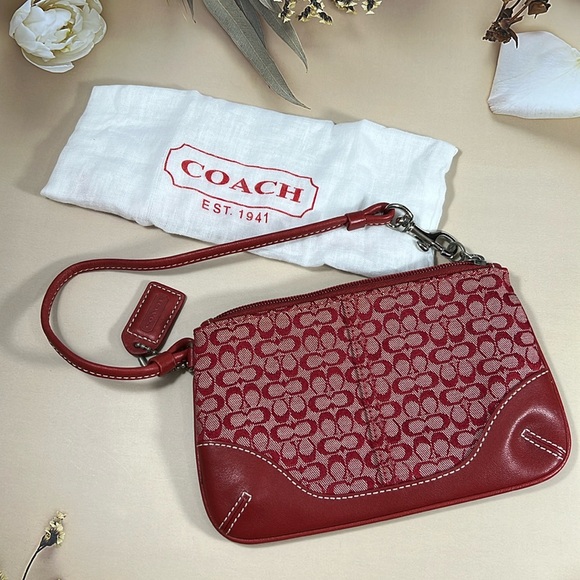 Coach | Bags | Coach Red Mini Signature C Wristlet Bag | Poshmark